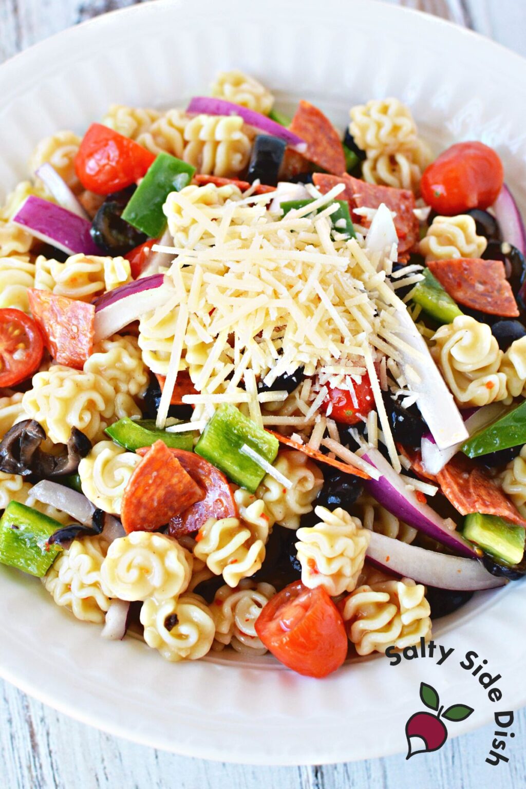 Radiatore Pasta Salad with Italian Dressing and Pepperoni
