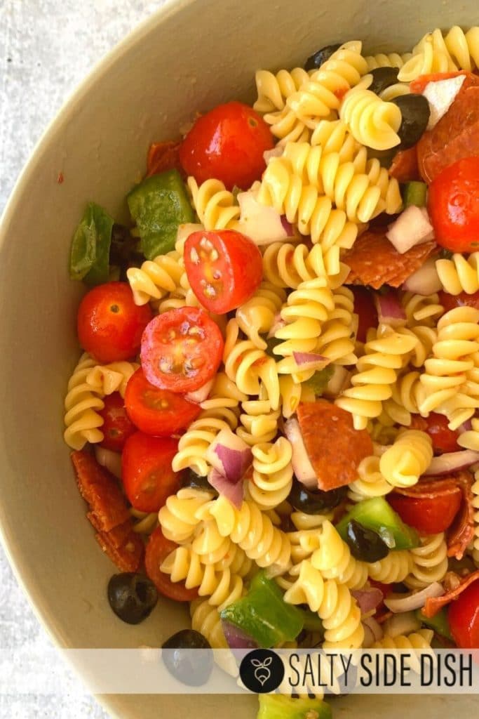 Radiatore Pasta Salad with Italian Dressing and Pepperoni | Salty Side ...