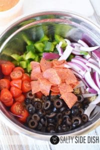 Radiatore Pasta Salad with Italian Dressing and Pepperoni | Salty Side ...