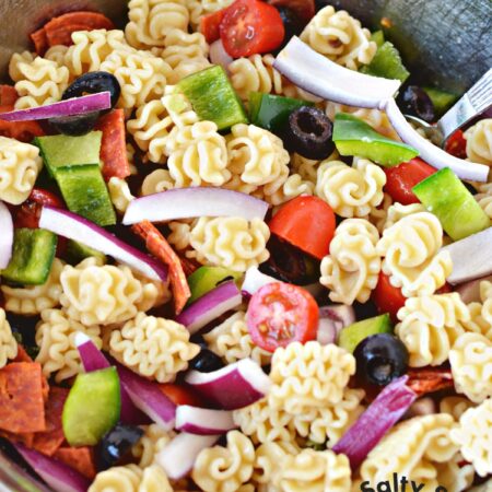 Radiatore Pasta Salad with Italian Dressing and Pepperoni