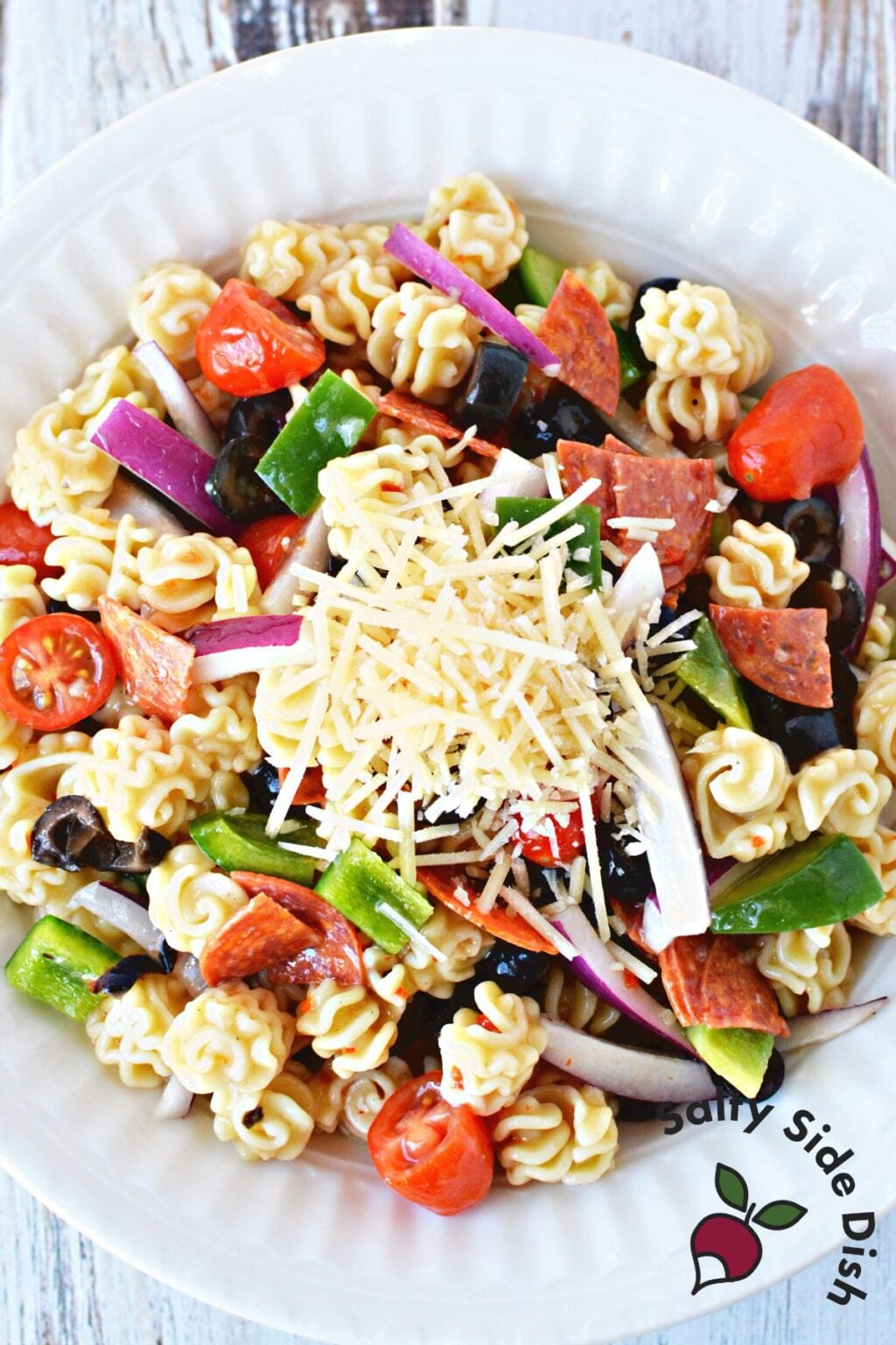 Radiatore Pasta Salad with Italian Dressing and Pepperoni