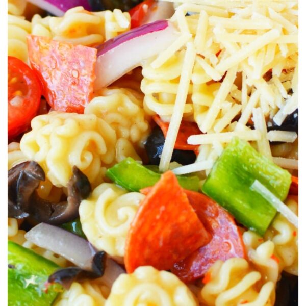 Radiatore Pasta Salad with Italian Dressing and Pepperoni | Salty Side ...