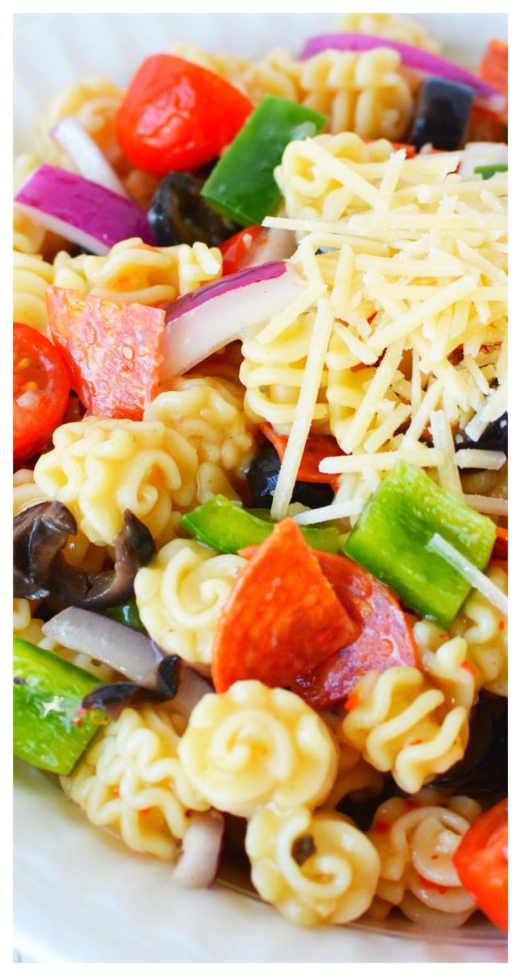 Radiatore Pasta Salad with Italian Dressing and Pepperoni | Salty Side Dish