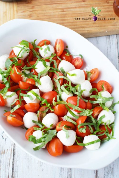 Caprese Salad with Cherry Tomatoes, Mozzarella and Balsamic Dressing