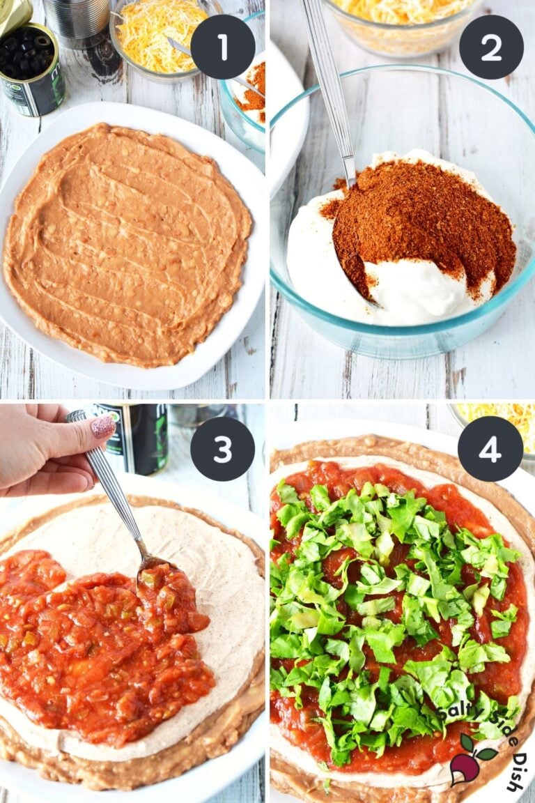 5 Min. Layered Taco Dip with Refried Beans | Salty Side Dish