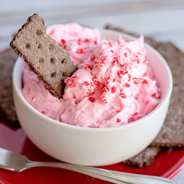 Peppermint Dip with Marshmallow Fluff and Crushed Candy Canes