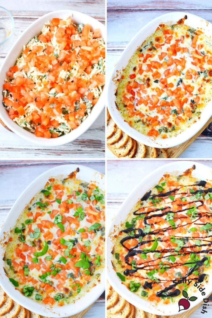 Hot Caprese Dip with Balsamic Drizzle | Salty Side Dish