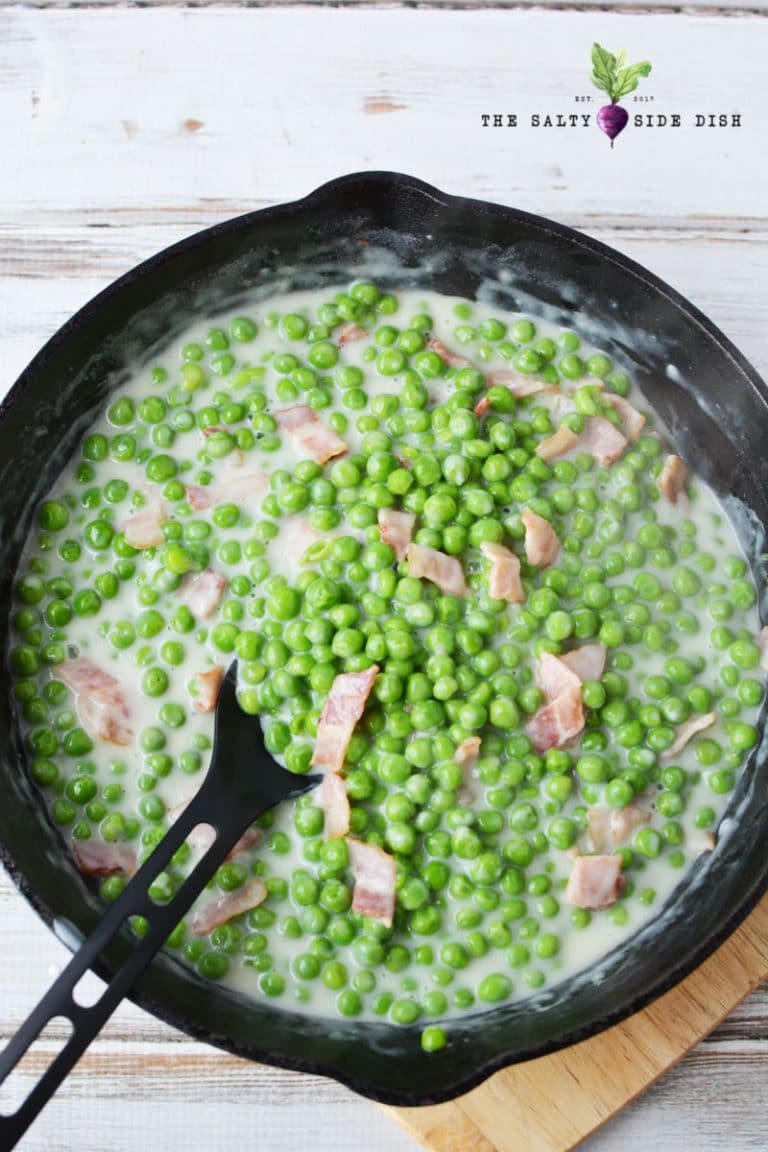 Creamed Peas with Bacon and White Sauce | Salty Side Dish