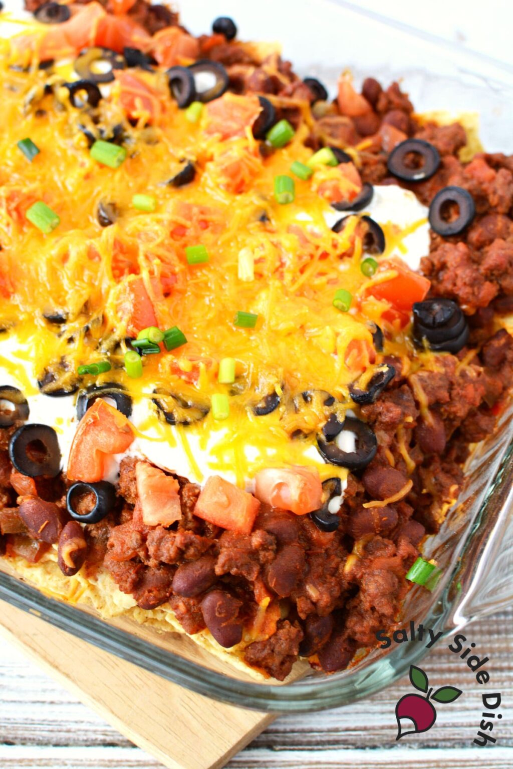 Beef Nacho Casserole - Oven Baked with Tortilla Chips.