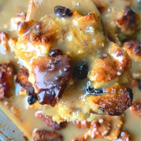 Brioche Bread Pudding with Apple Cinnamon and Custard Glaze