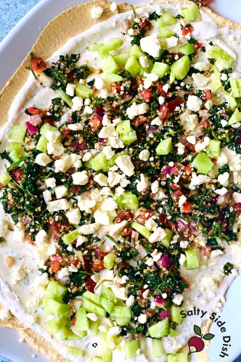 Layered Greek Dip with Hummus and Feta | Salty Side Dish