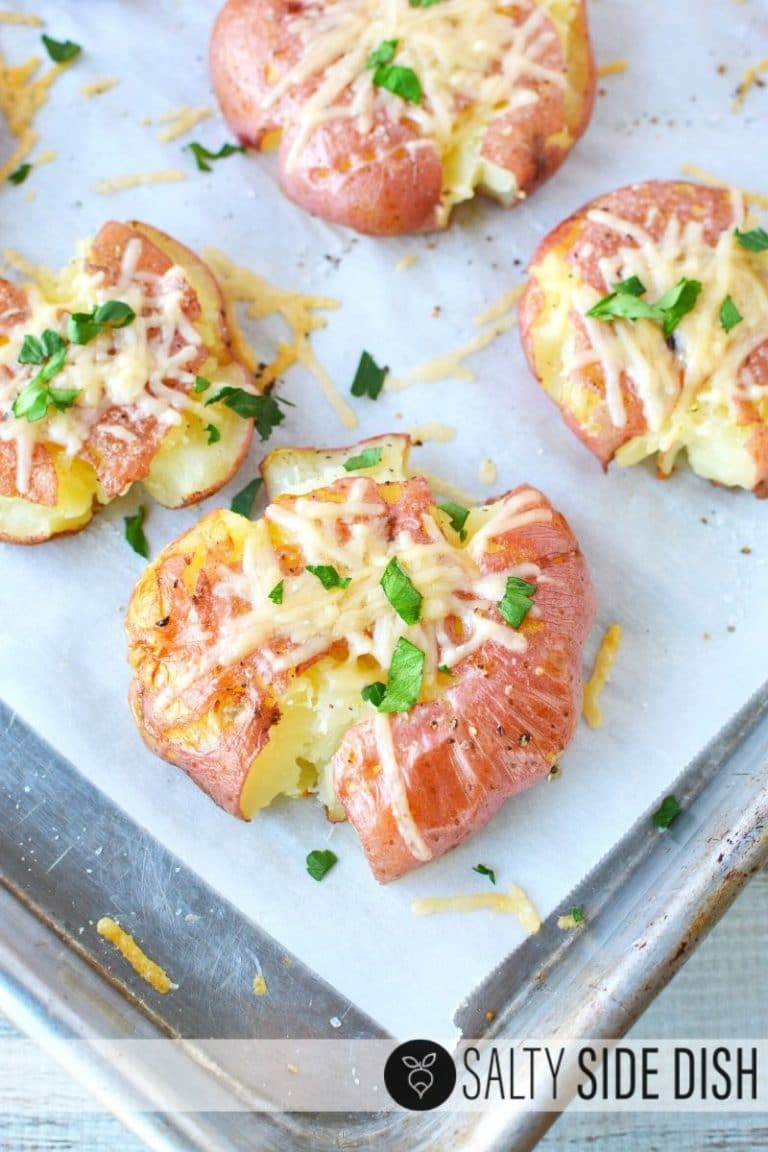 Smashed Red Potatoes in Oven with Parmesan Cheese