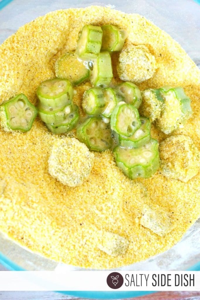 Fried Okra with Seasoned Cornmeal| Salty Side Dish