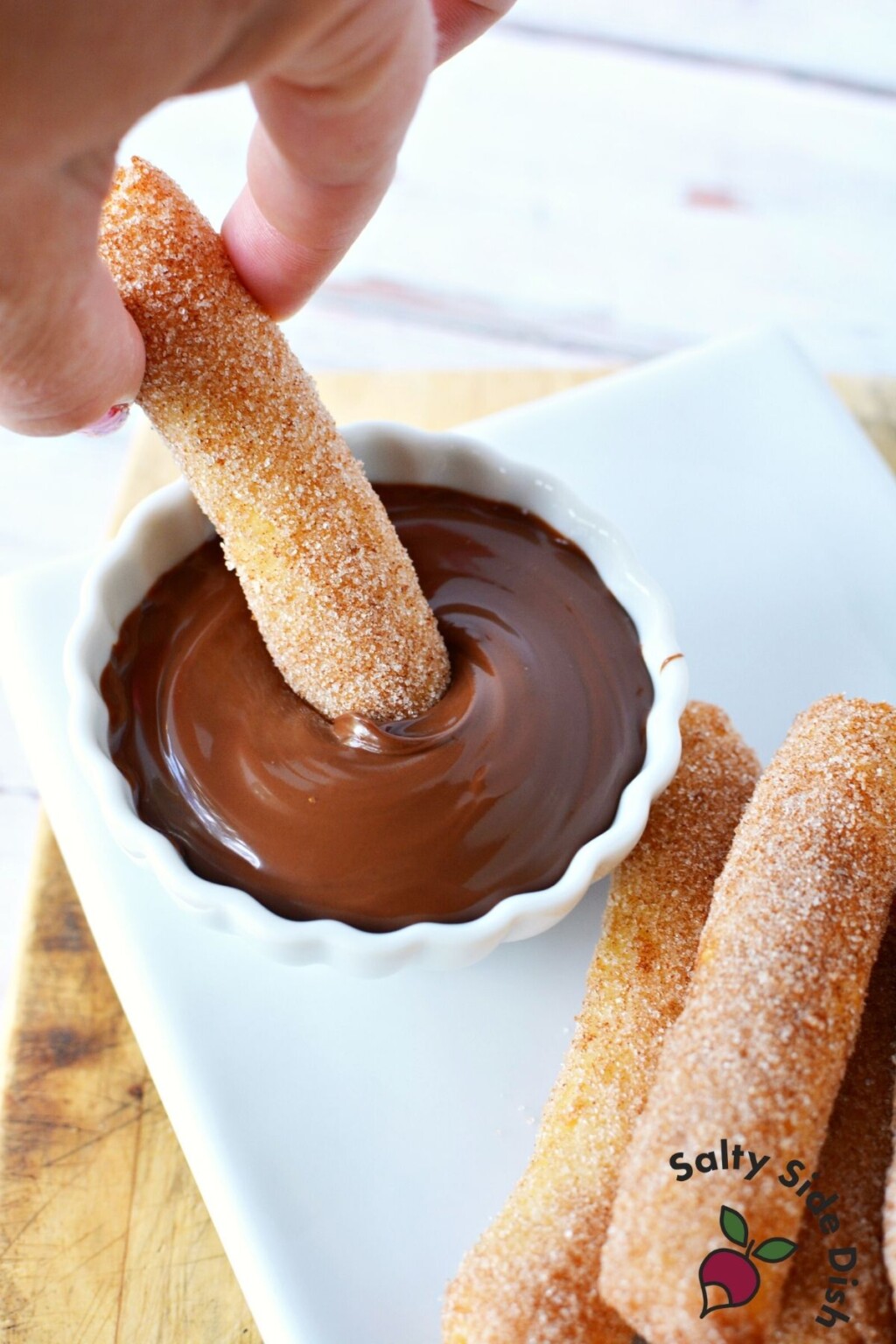 Chocolate con churros (Eggless Churros with Nutella) | Salty Side Dish