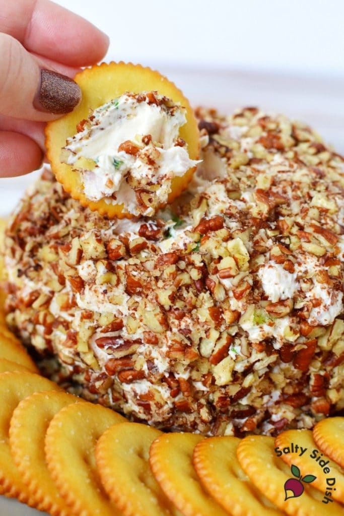 Ham Cheese Ball with Green Onions and Pecans! | Salty Side Dish