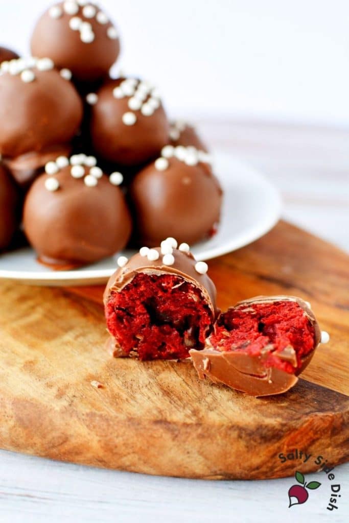 Red Velvet Cake Balls with Cream Cheese | Salty Side Dish