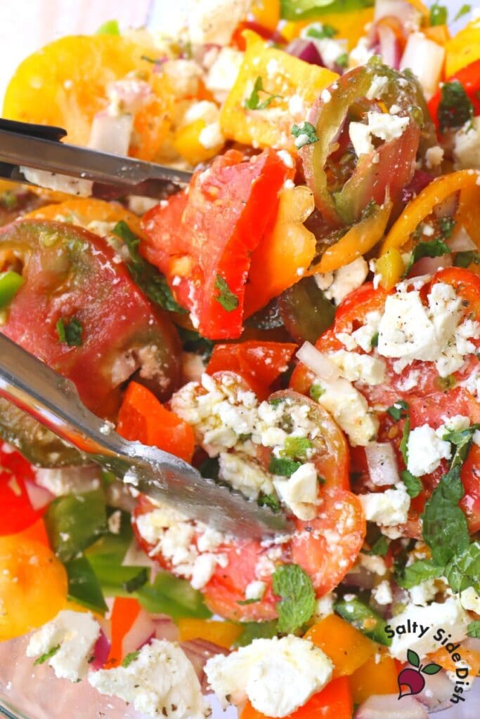 Heirloom Tomato Salad {Greek Style} | Salty Side Dish