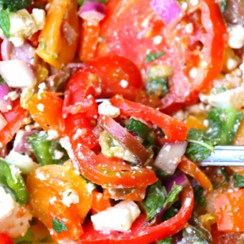 Heirloom Tomato Salad {Greek Style} | Salty Side Dish