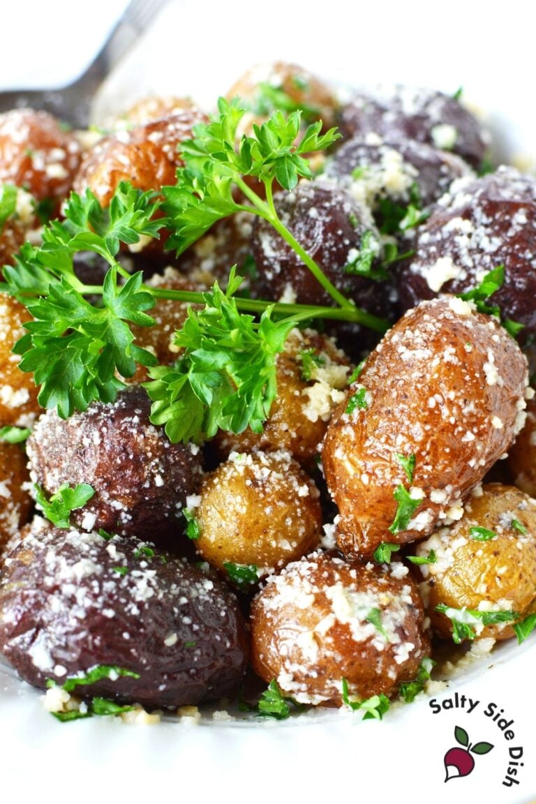 Mini Potatoes with Garlic Butter (Oven Roasted) | Salty Side Dish