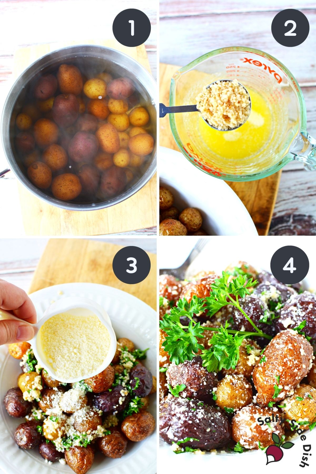 Mini Potatoes with Garlic Butter (Oven Roasted) | Salty Side Dish