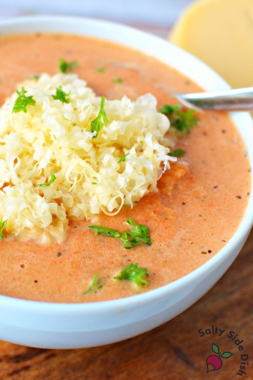 Roasted Red Pepper Soup Recipe with Creamy Gouda Cheese | Salty Side Dish