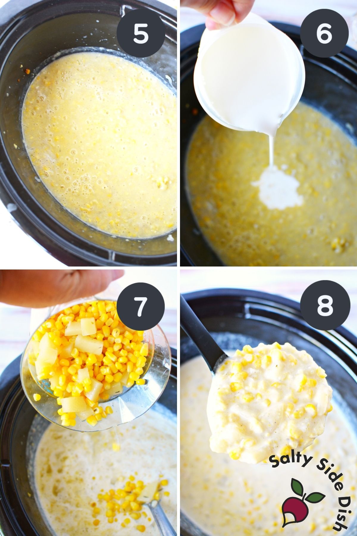 Potato Corn Chowder with Crispy Bacon Pieces | Salty Side Dish