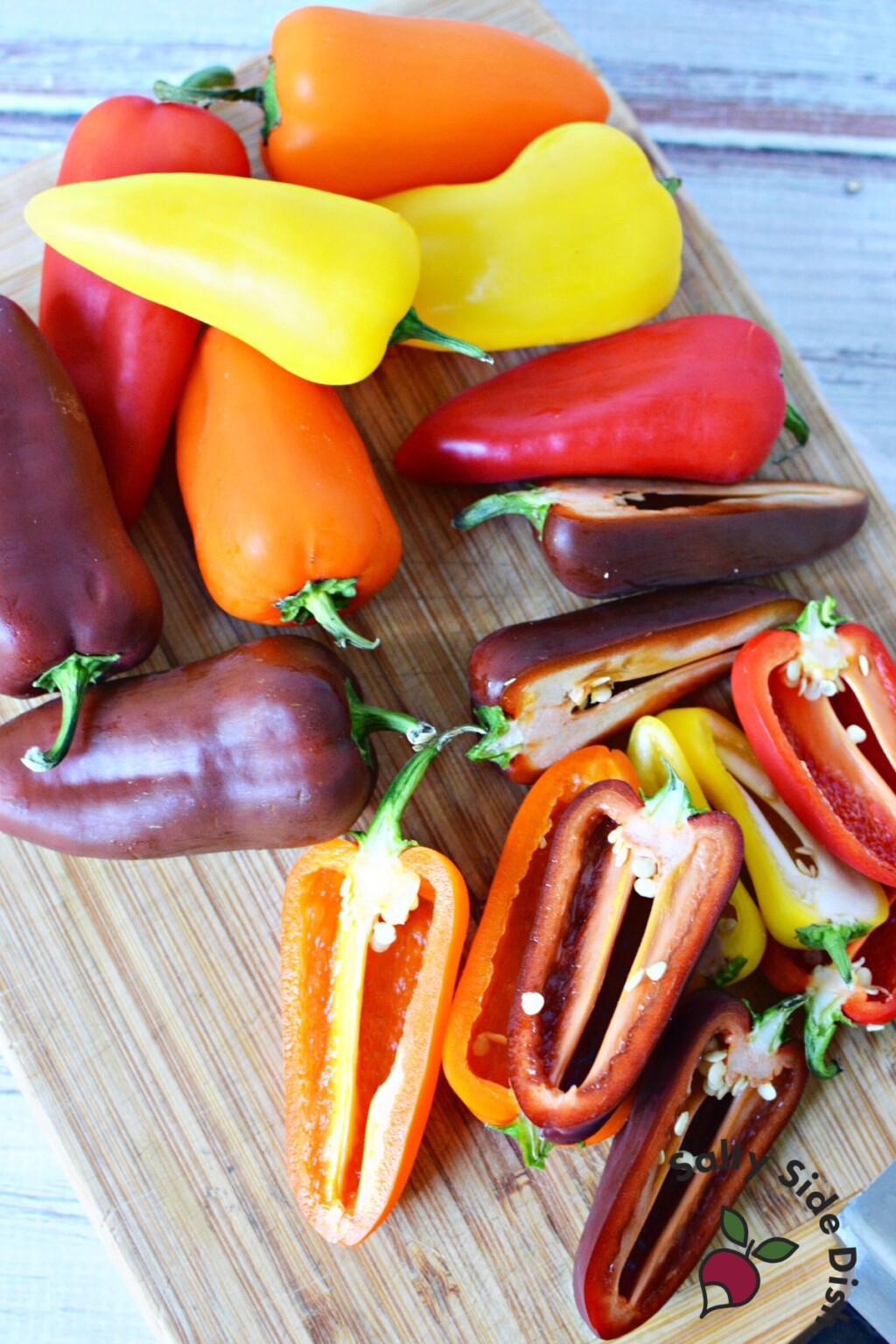 Oven Roasted Mini Peppers with Minced Garlic | Salty Side Dish