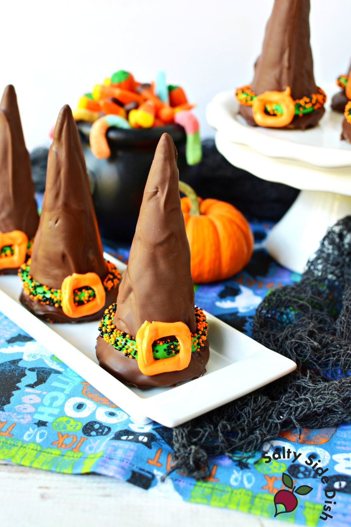 Chocolate Ice Cream Cone Witch Hats with Candy | Salty Side Dish