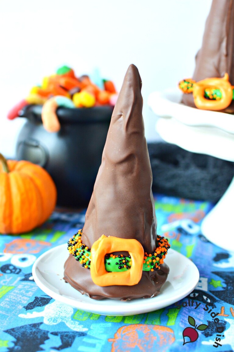 Chocolate Ice Cream Cone Witch Hats with Candy | Salty Side Dish