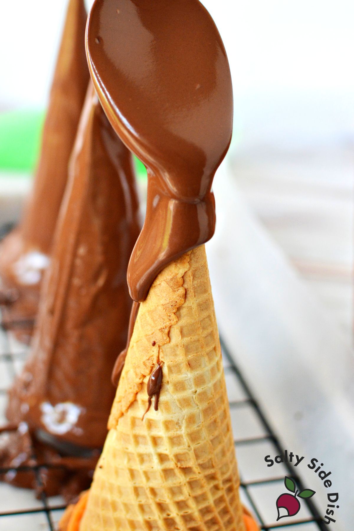 Chocolate Ice Cream Cone Witch Hats with Candy | Salty Side Dish