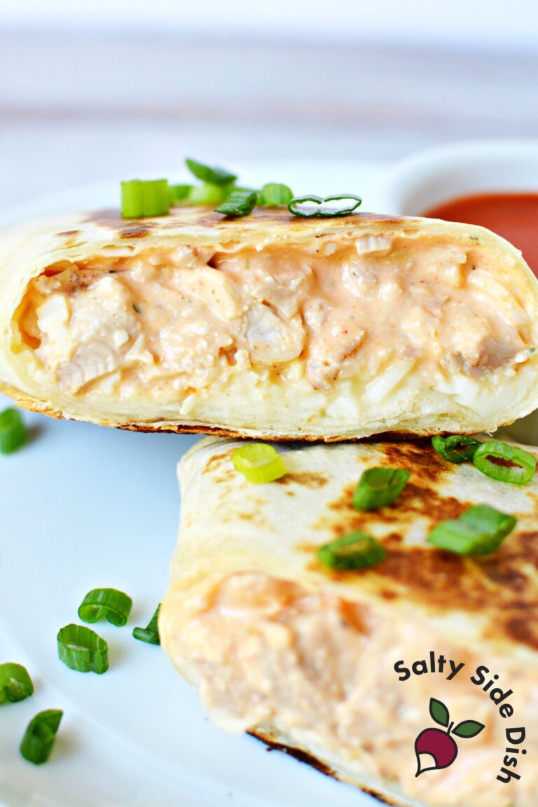 Easy Buffalo Ranch Chicken Burritos (hot or cold) | Salty Side Dish