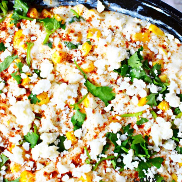 Warm Elote Dip - Mexican Street Corn Appetizer | Salty Side Dish