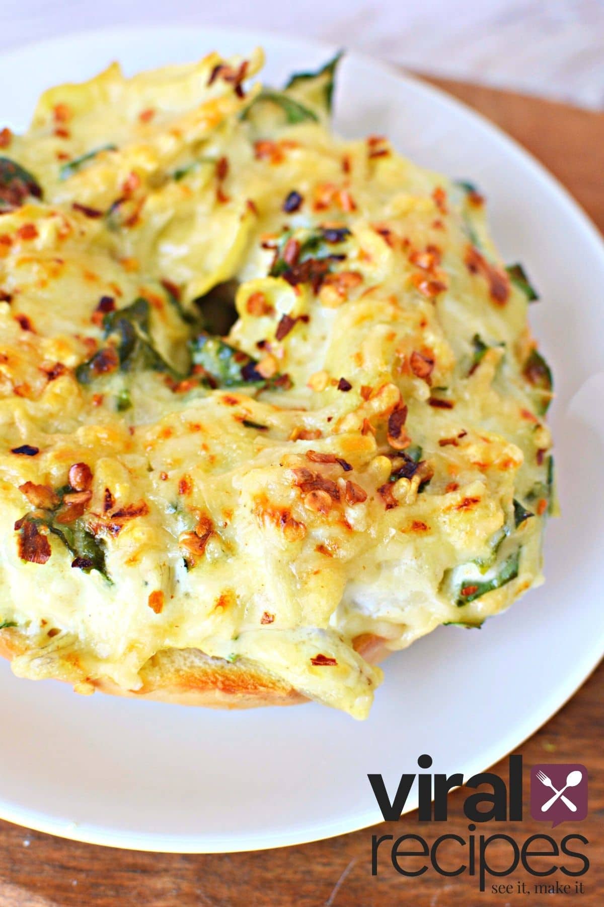 Spinach Artichoke Dip Bagels - Breakfast Side Dish | Salty Side Dish