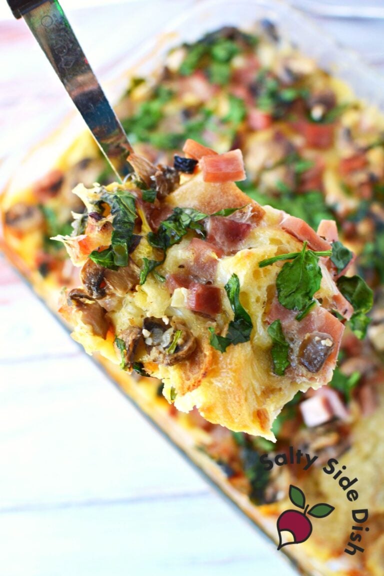 Cheese and Ham Strata | Brie, Ham, and French Bread Layers!