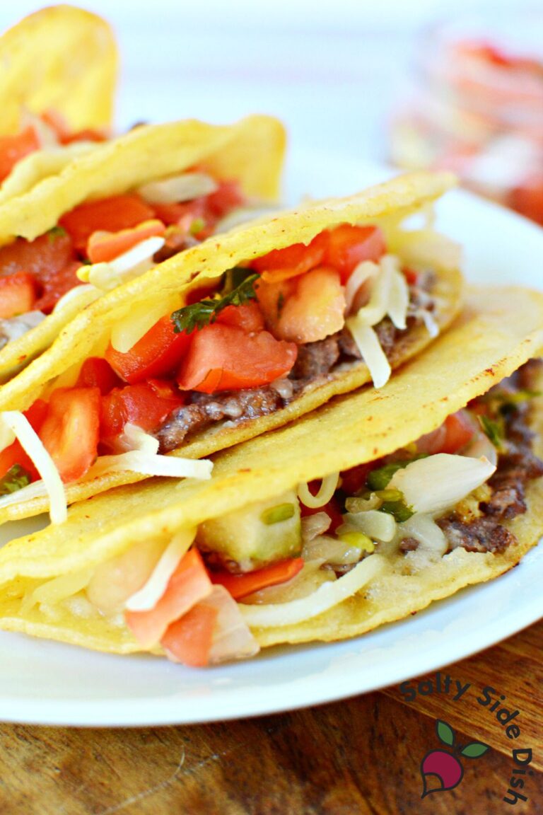 Fried Tacos with Beef in Crispy Corn Tortillas | SaltySideDish.com