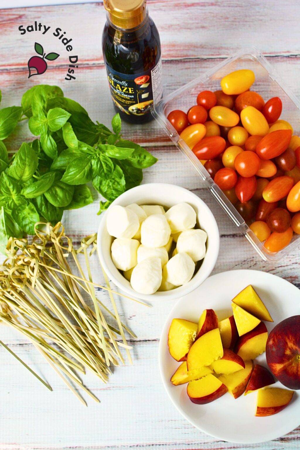 Peach Caprese Skewers | Great Idea for Finger Food Platters!