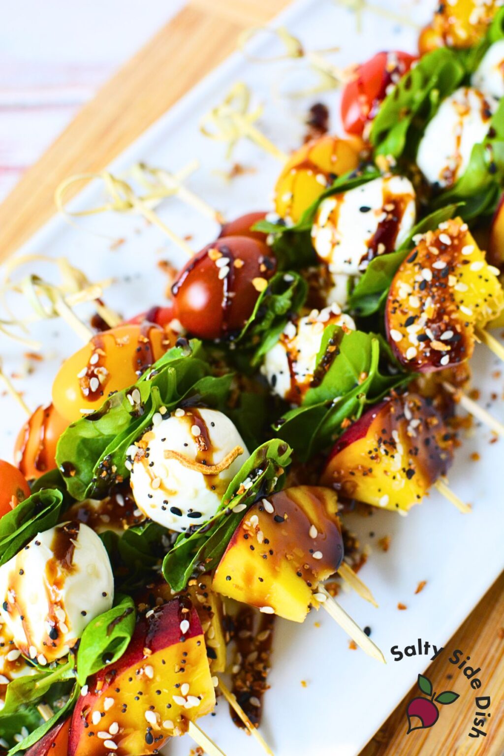 Peach Caprese Skewers | Great Idea for Finger Food Platters!