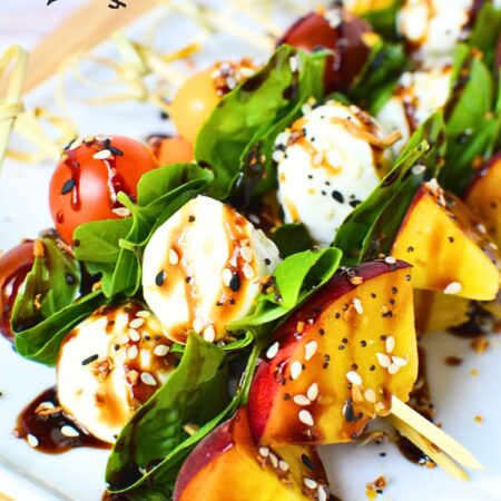 Peach Caprese Skewers | Great Idea for Finger Food Platters!