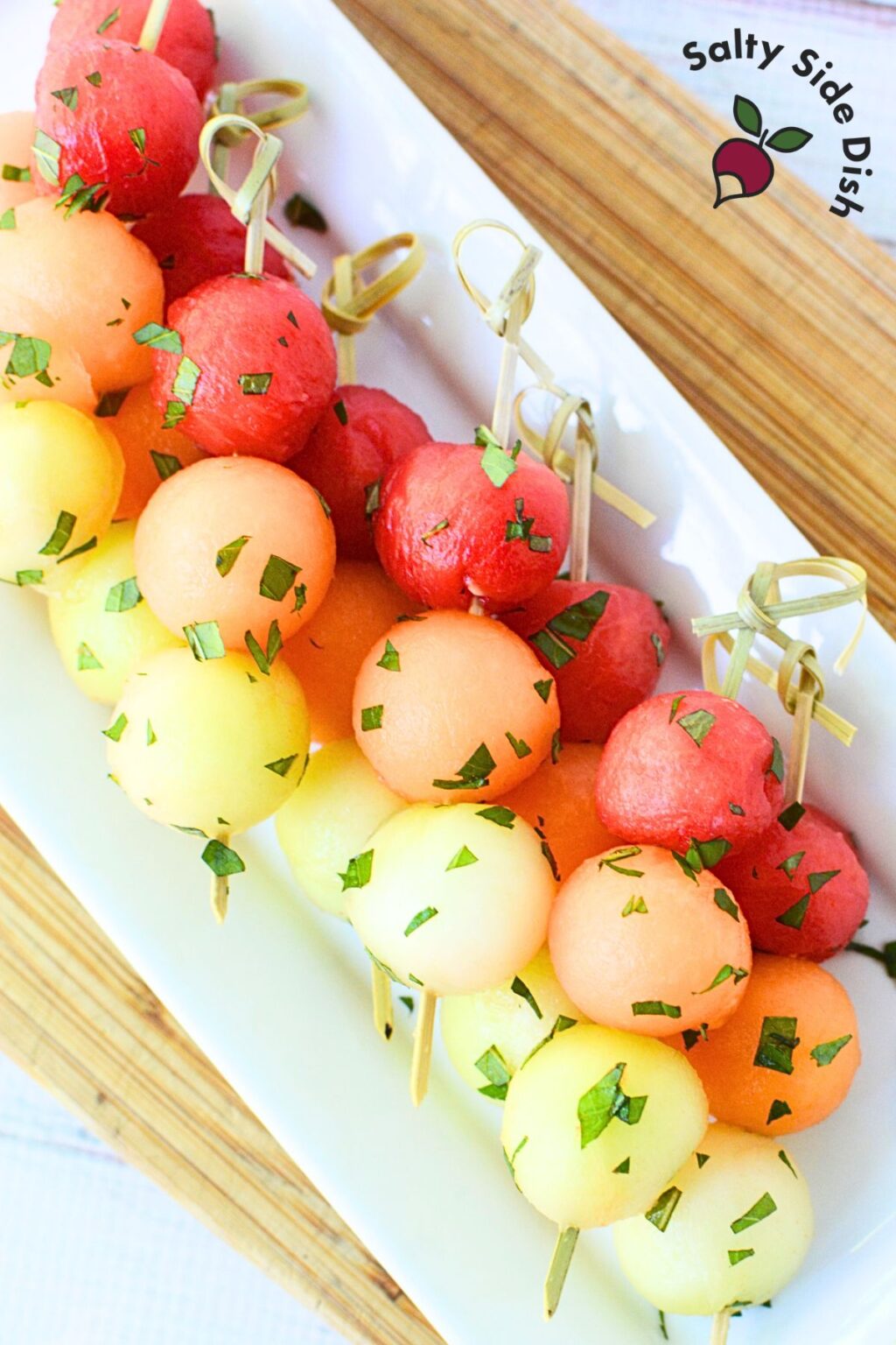 Rainbow Fruit Skewers Recipe with Melon Balls | Salty Side Dish