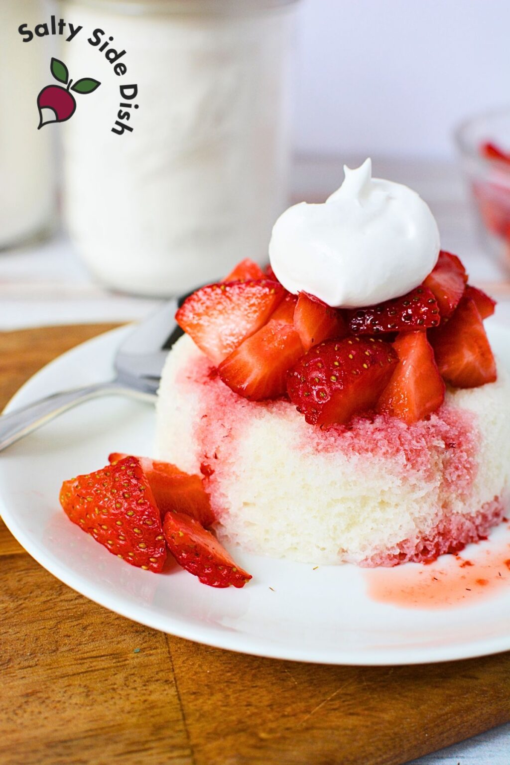 Strawberry Shortcake made with Angel Food Cake - Single Serve | Salty ...