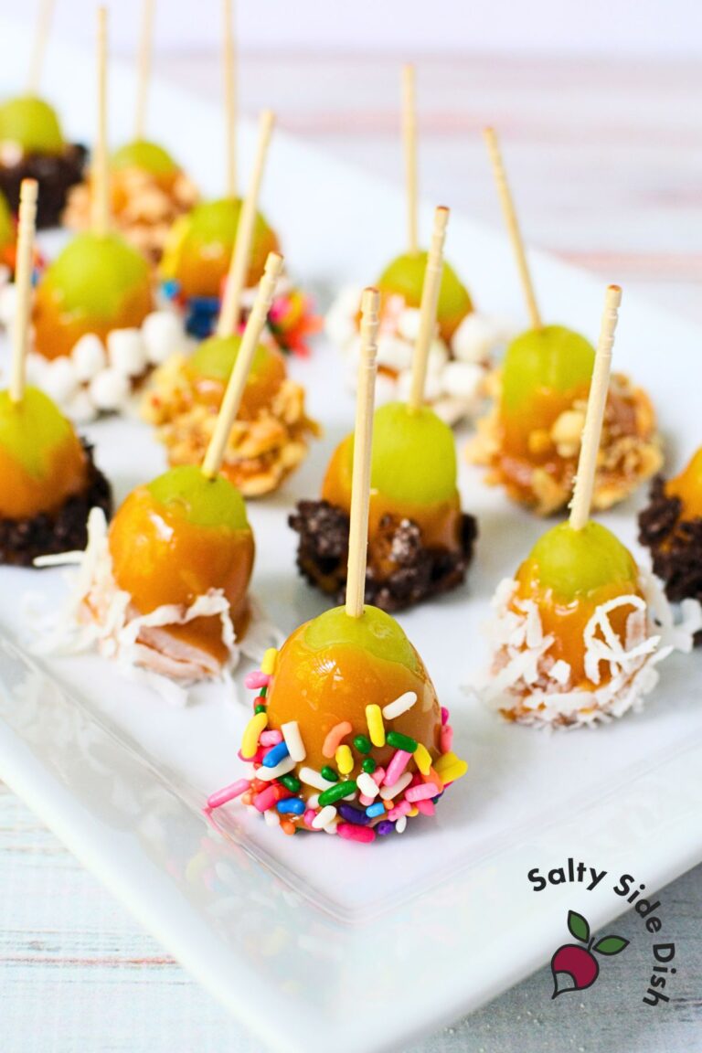 Caramel Apple Grapes Dipped in Toppings | Easy Party Recipe - Salty ...