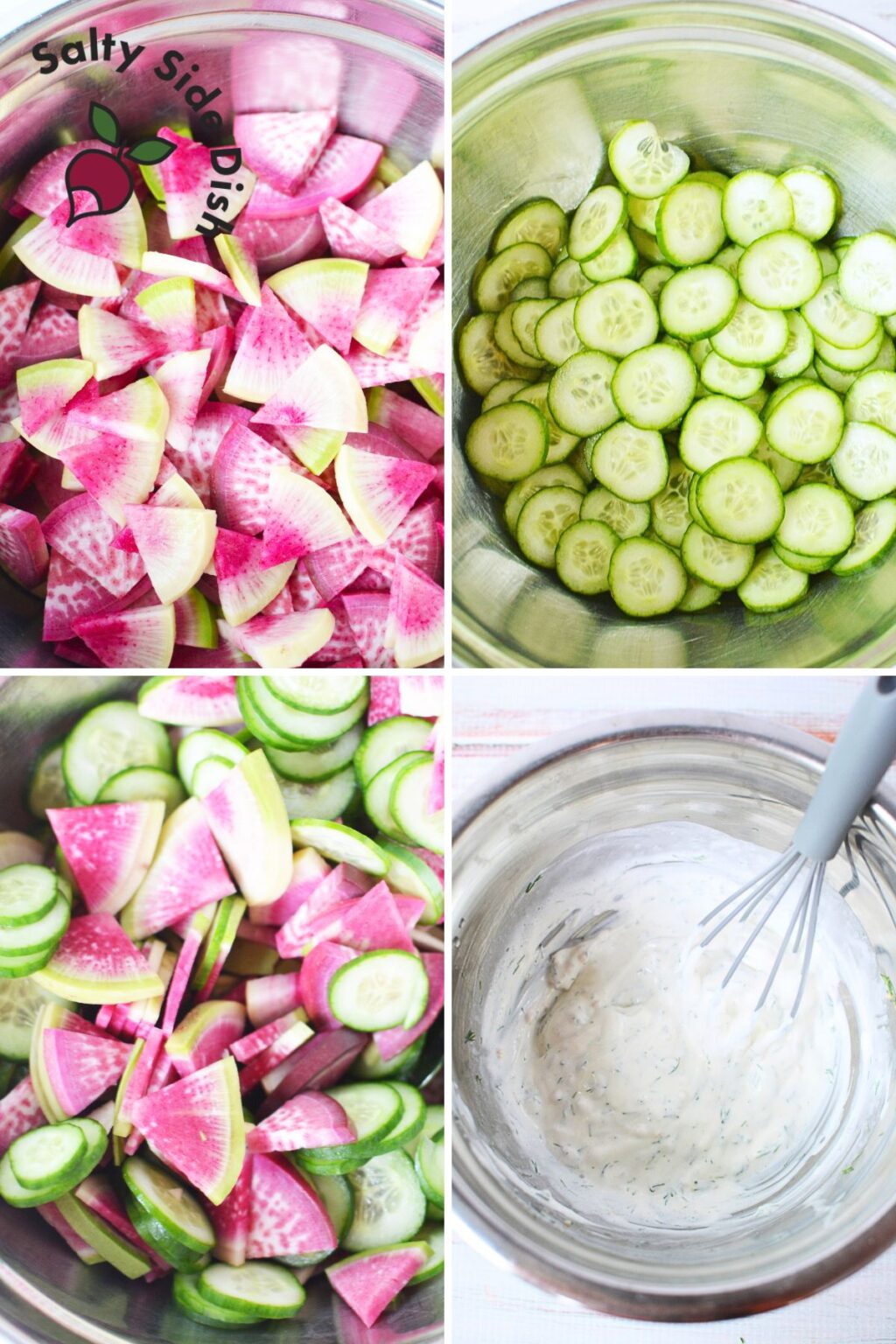 Watermelon Radish Salad Recipe with Sliced Cucumbers | Salty Side Dish
