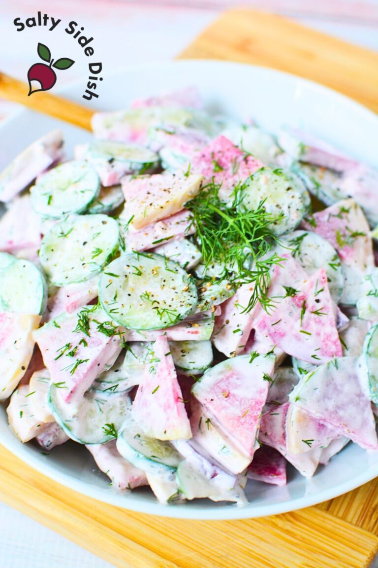 Watermelon Radish Salad Recipe with Sliced Cucumbers | Salty Side Dish