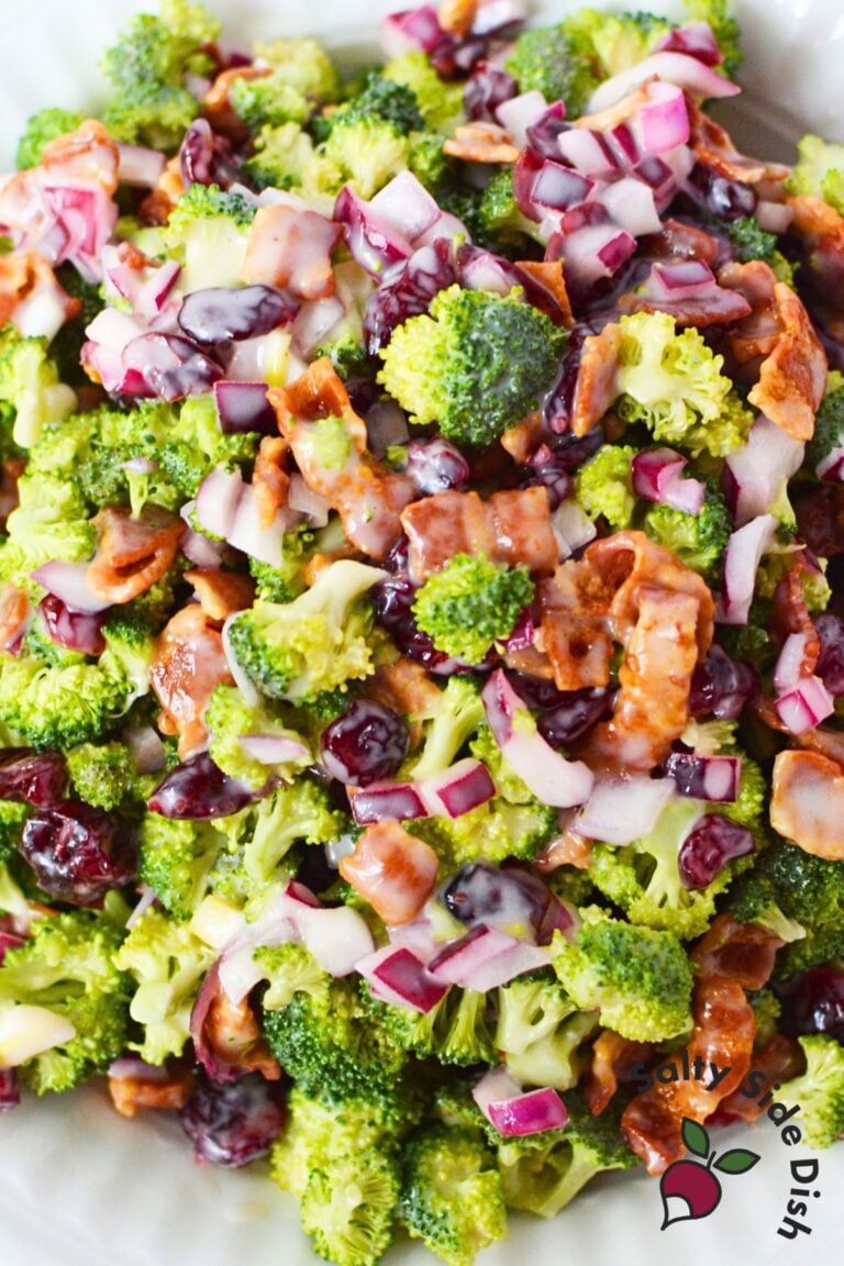 Broccoli Cranberry Salad with Crispy Bacon | Salty Side Dish